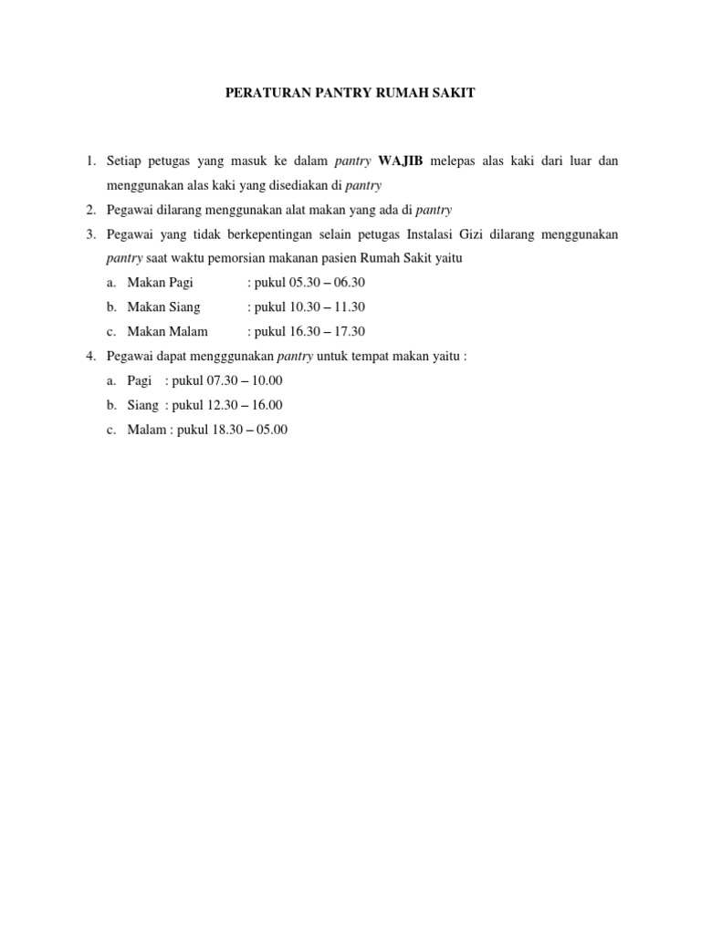 Peraturan Pantry | PDF