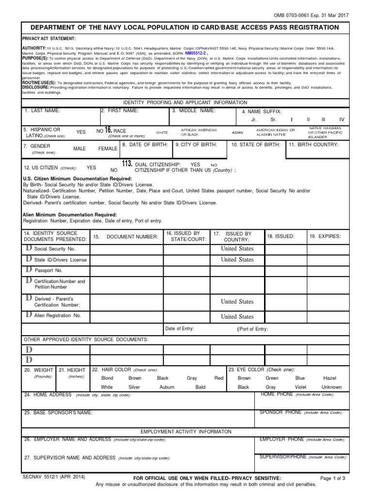 SECNAV_5512_1_11787.pdf | Permanent Residence (United States ...