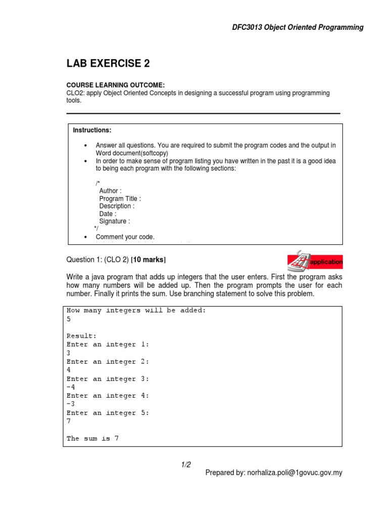 Lab Exercise 2: Course Learning Outcome | Download Free PDF | Array ...