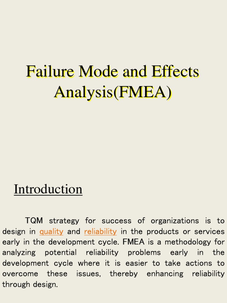 Failure Mode and Effects Analysis (FMEA) | PDF | Reliability ...