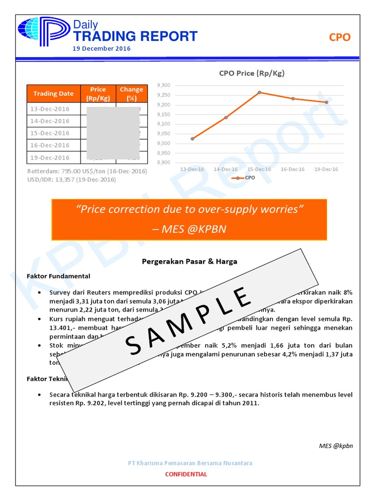 Sample CPO Daily Trading Report | PDF