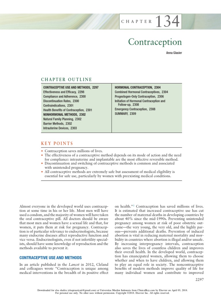 Contraception: Chapter Outline | PDF | Birth Control | Combined Oral Contraceptive Pill