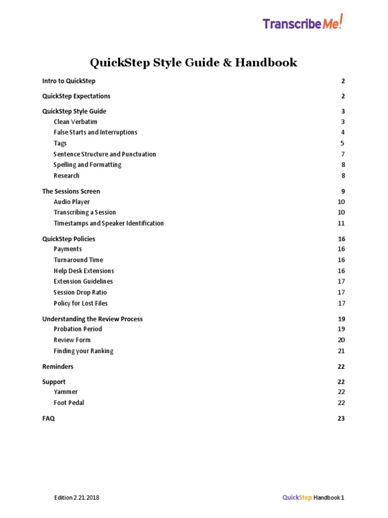 QS1S - QuickStep Style Guide | PDF | Ellipsis | Sentence (Linguistics)
