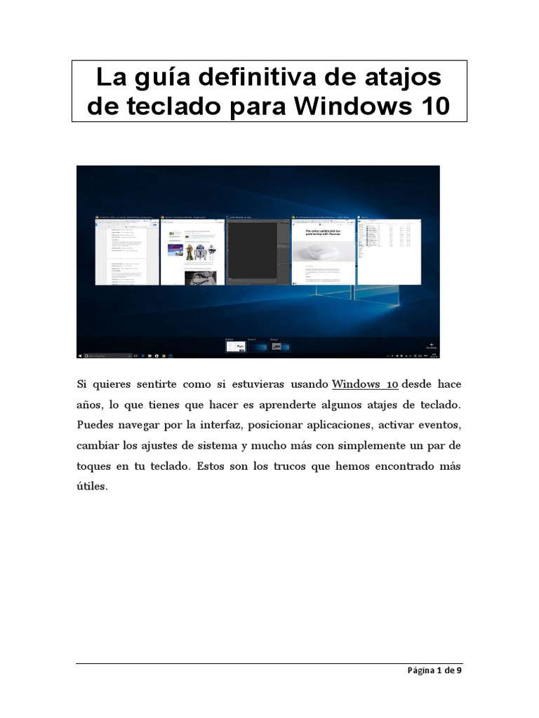 La Guía Definitiva de Atajos de Teclado para Windows 10 | PDF | Windows 10 | Ventana (informática)