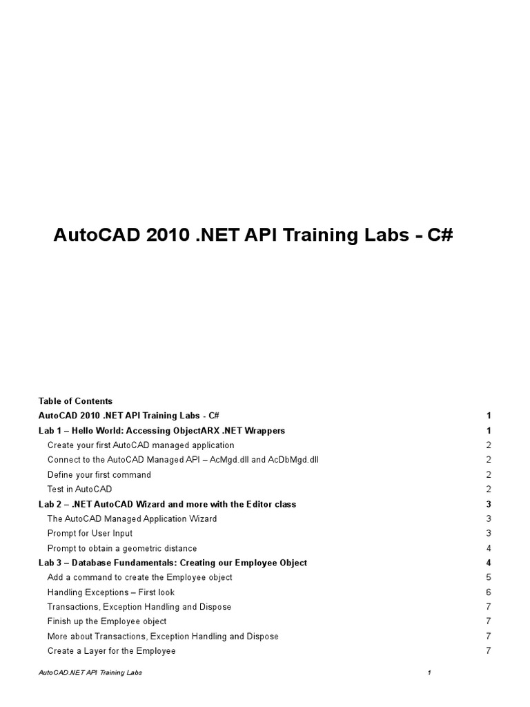 AutoCAD 2010 Managed C#.NET Training.3 | PDF | C Sharp (Programming ...