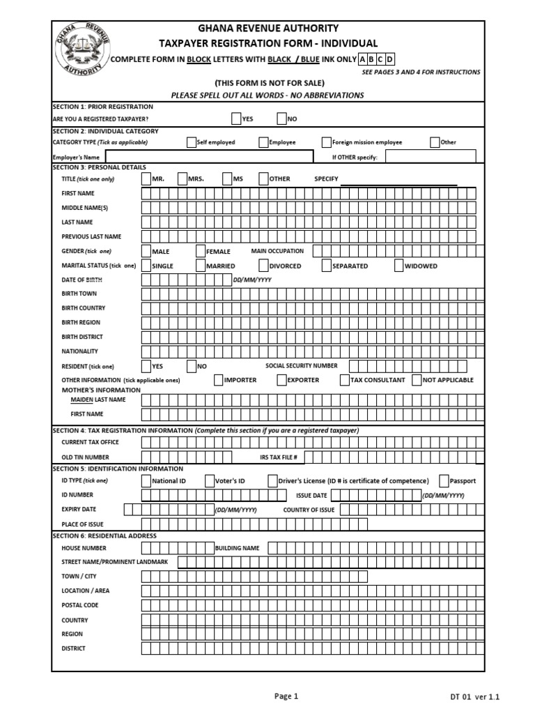 Individual Taxpayer Registration Form | PDF | Address (Geography) | Mail