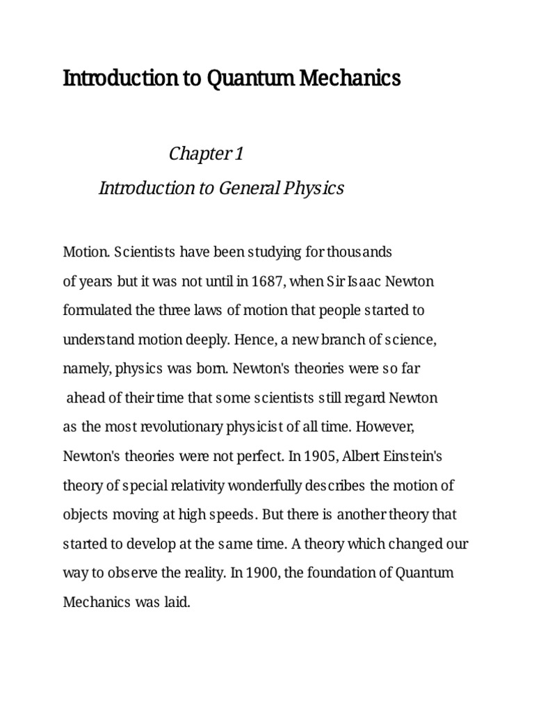 Introduction to Quantum Mechanics | PDF
