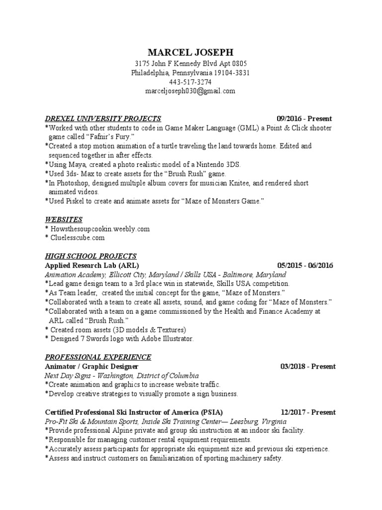 Marcel Joseph Resume | Download Free PDF | Teaching And Learning ...