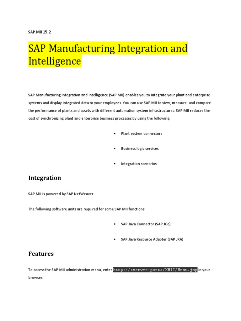 Sap Mii 15.2 | PDF | File Transfer Protocol | Proxy Server