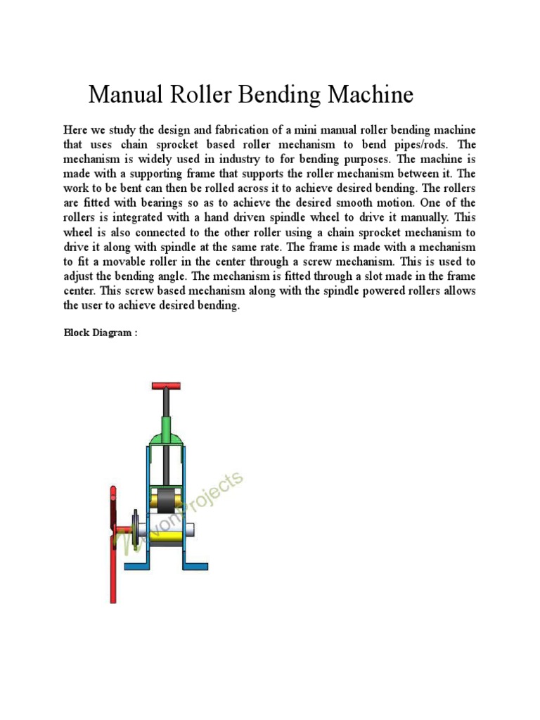 Manual Roller Bending Machine: Block Diagram | PDF