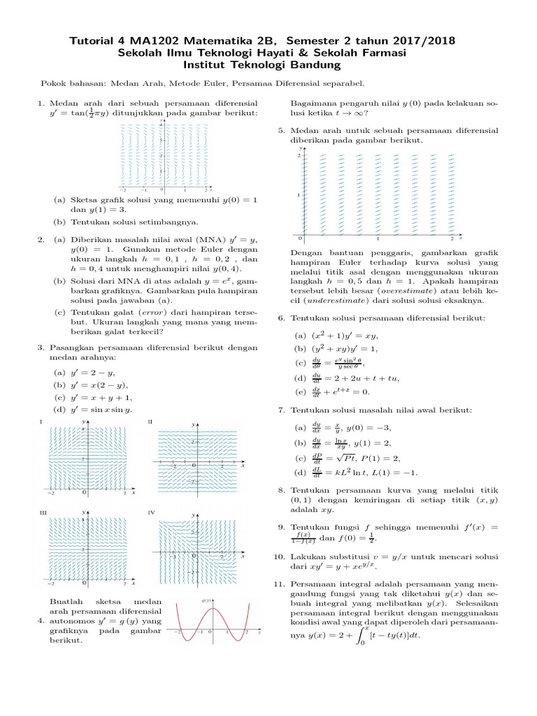 2018 MA1202 Matematika 2B Tutorial 4 | PDF