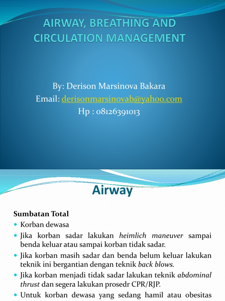 Airway, Breathing and Circulation Management | PDF