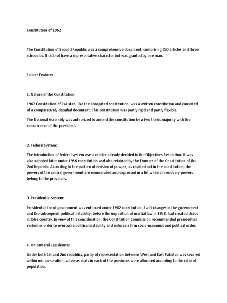 The Constitution of Pakistan in 1962 | PDF | Legal Documents | Constitution