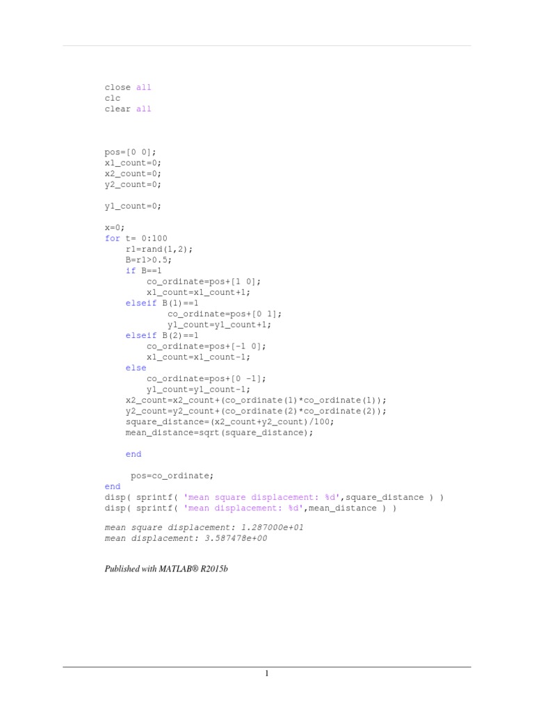 Mean Square Displacement: 1.287000e+01 Mean Displacement: 3.587478e+00 ...