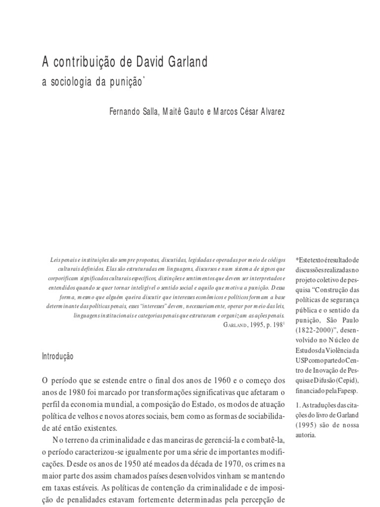 David Garland | PDF | Michel Foucault | Sociologia
