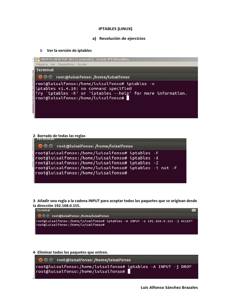 Configuración y uso avanzado de iptables para gestionar el firewall en Linux | PDF | Transmisión ...