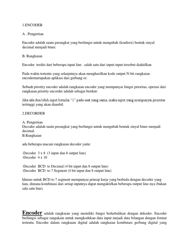 Encoder dan Decoder: Pengertian & Rangkaian | PDF