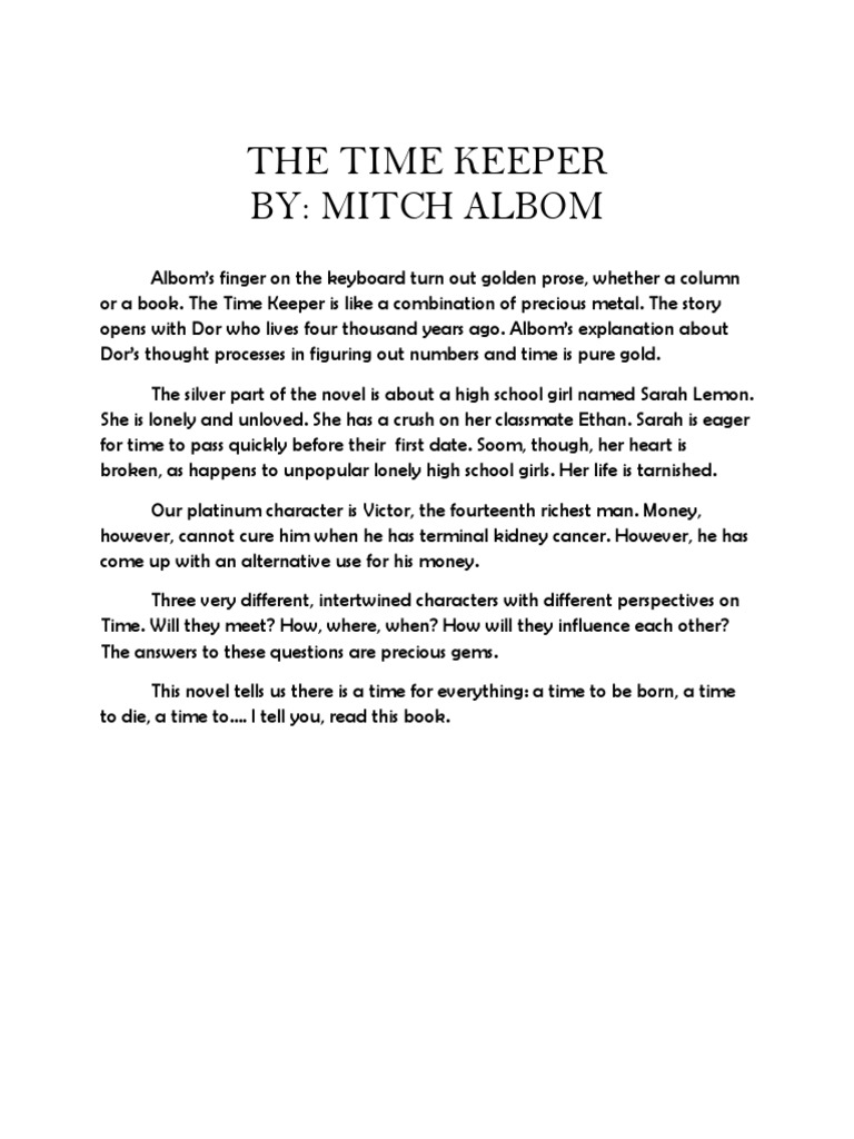 The Time Keeper By: Mitch Albom | PDF