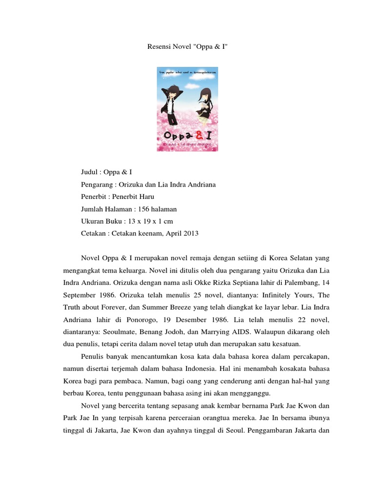 Resensi Novel Oppa and I | PDF
