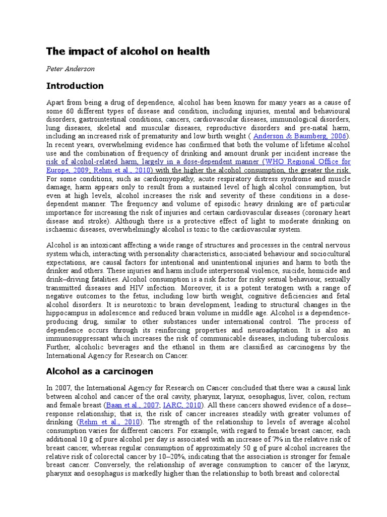 1 The Impact of Alcohol On Health | PDF | Alcoholism | Cardiovascular ...