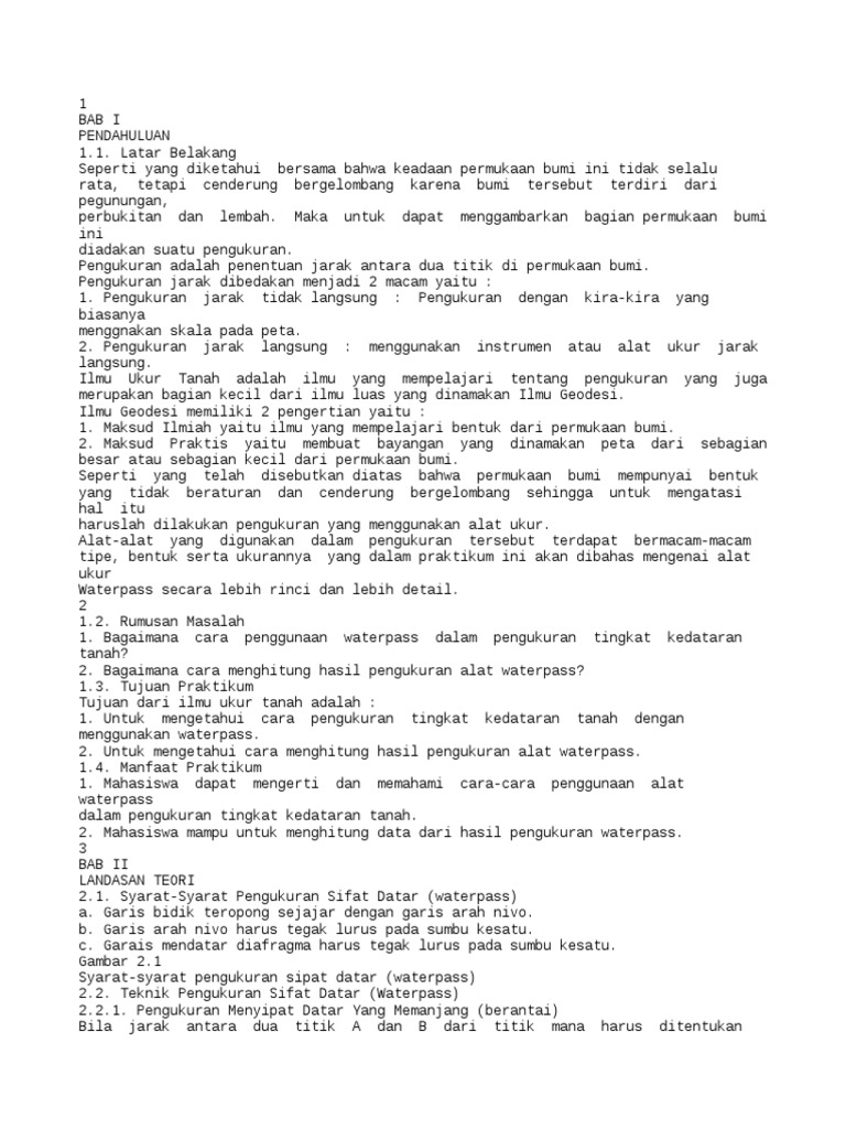 Penggunaan Waterpass dalam Pengukuran | PDF