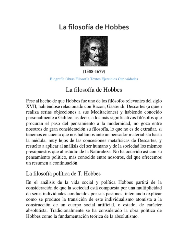 La filosofía de Hobbes | Leviatán (libro) | Thomas Hobbes