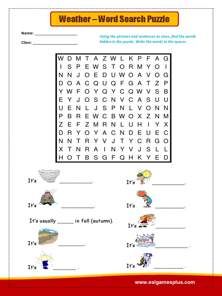 Weather Wordsearch | PDF | Word Search | Puzzles