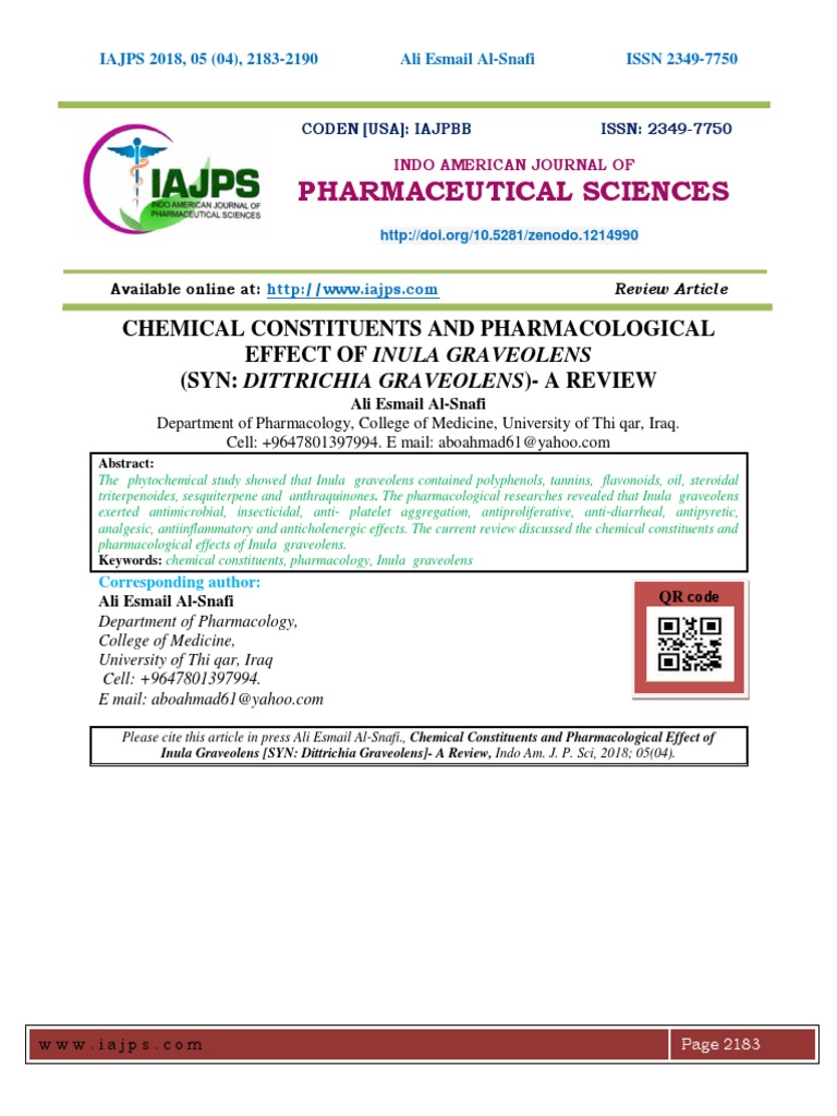 Chemical Constituents and Pharmacological Effect of Inula Graveolens ...
