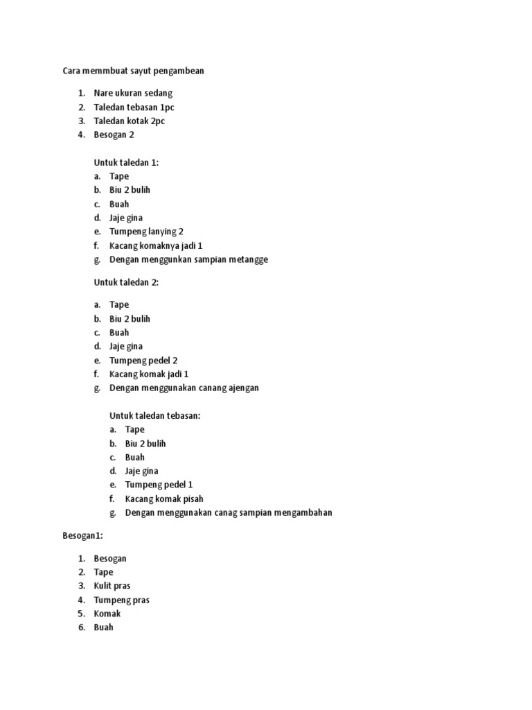 Cara Memmbuat Sayut Pengambean | PDF