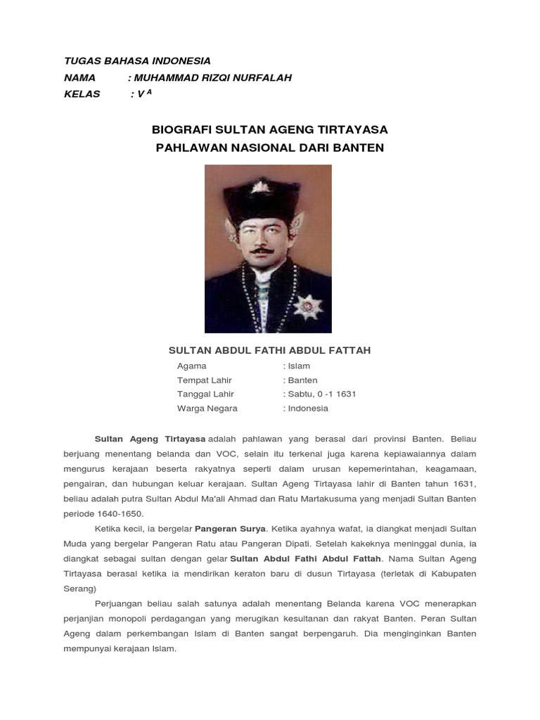 Biografi Sultan Ageng Tirtayasa | PDF