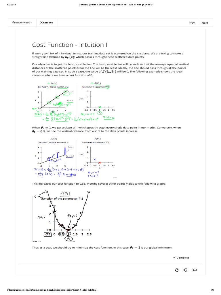 7 Cost Function Intuition I | PDF | Loss Function | Line (Geometry)