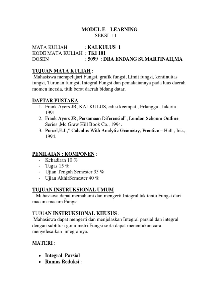 Integral Parsial Dan Reduksi | PDF
