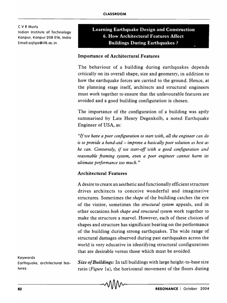 Learning Earthquake Design and Construction 6. How Architectural ...