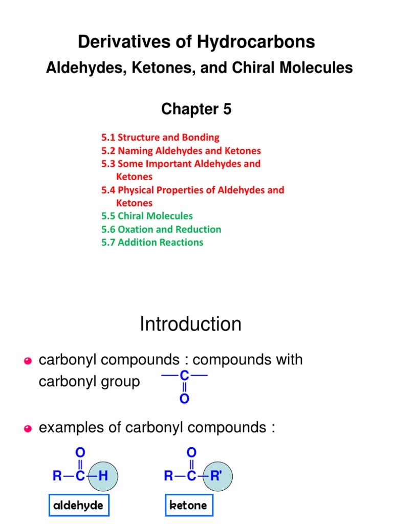 Chapter 5 Aldehydes, Ketones, and Chiral Molecules | PDF | Aldehyde ...