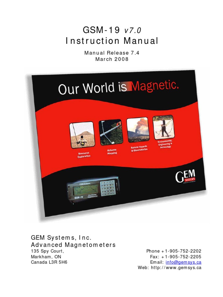 Manual GEM GSM-19 PDF | PDF | Magnetometer | Global Positioning System