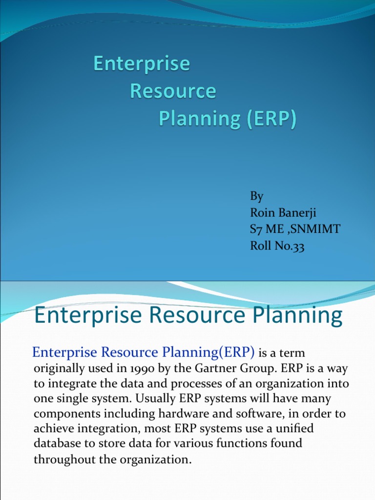 By Roin Banerji S7 Me, Snmimt Roll No.33 | PDF | Enterprise Resource ...