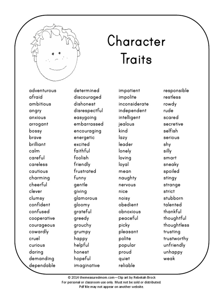 Character Traits Chart1 | PDF