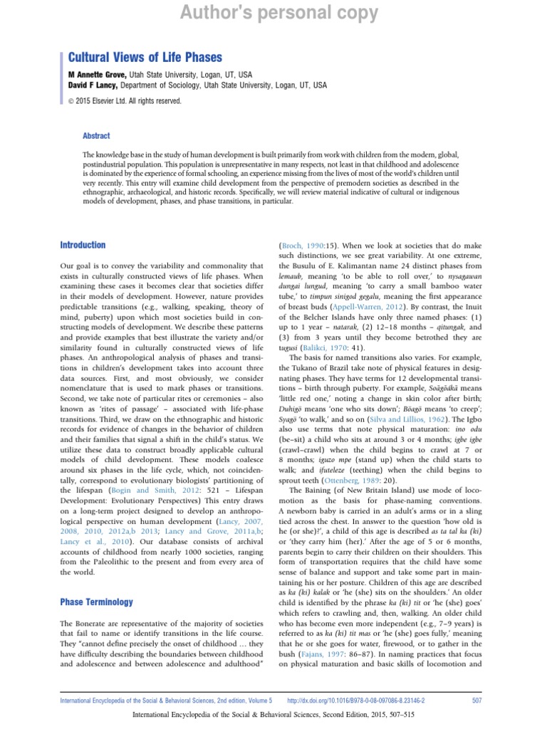 Cultural Views of LIfe Phases | PDF | Infants | Adolescence