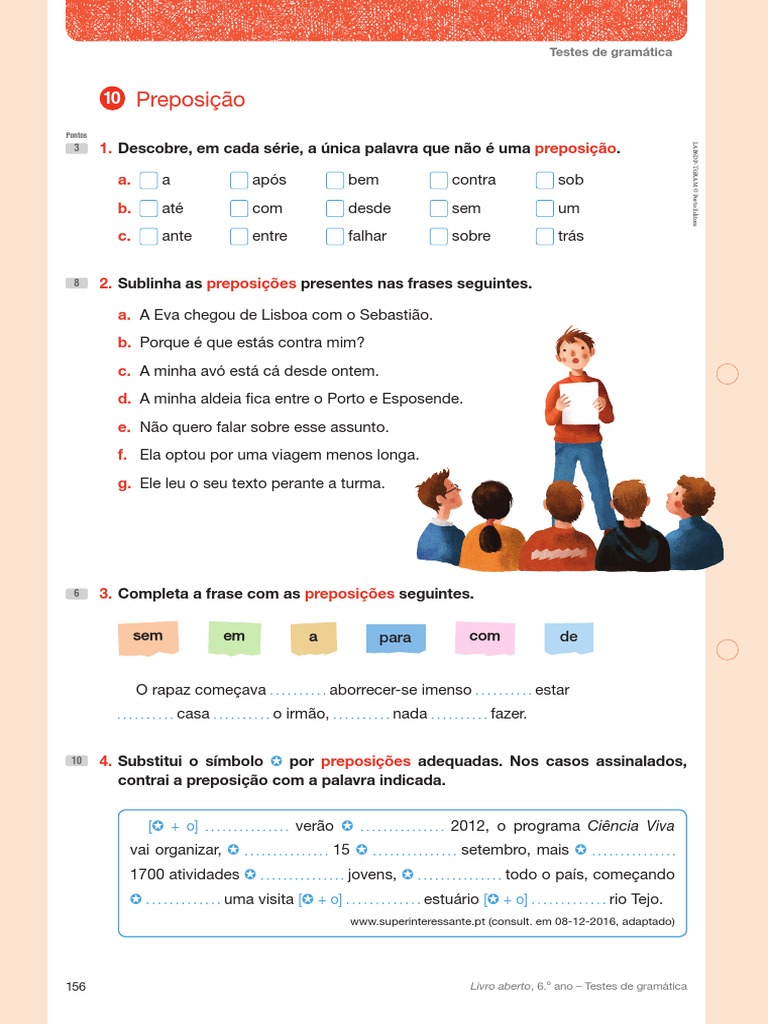 Lab6 Teste Gramatica 10 Pdf Preposição E Posposição
