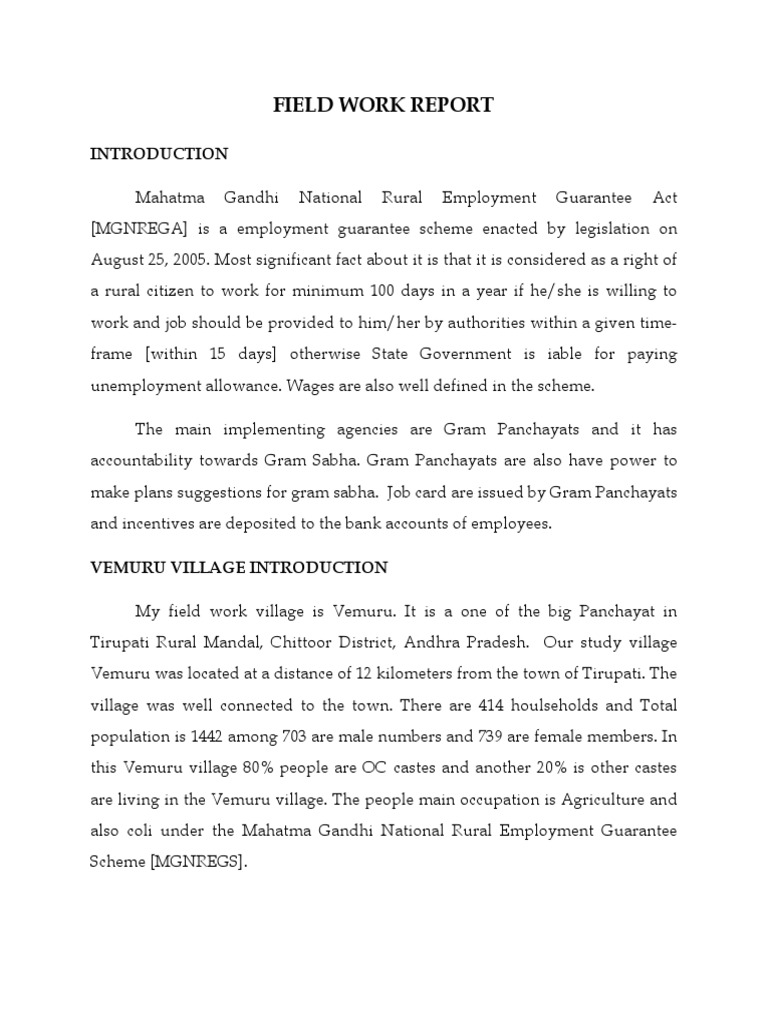 Field Work Report | Download Free PDF | Poverty | Poverty & Homelessness