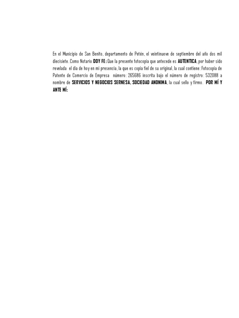 Fotocopia de Patente de Comercio SERNESA | PDF | Business