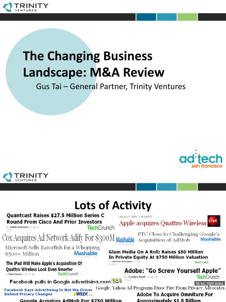 The Changing Business Landscape: M&A Review: Gus Tai - General Partner, Trinity Ventures | PDF ...