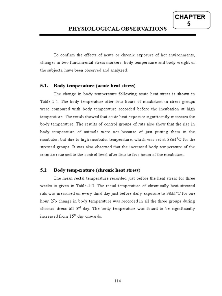 5.physiological Observation | PDF | Hyperthermia | Stress (Biology)
