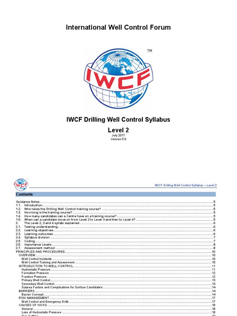 IWCF Drilling Well Control Syllabus - Level 2 | PDF | Nature