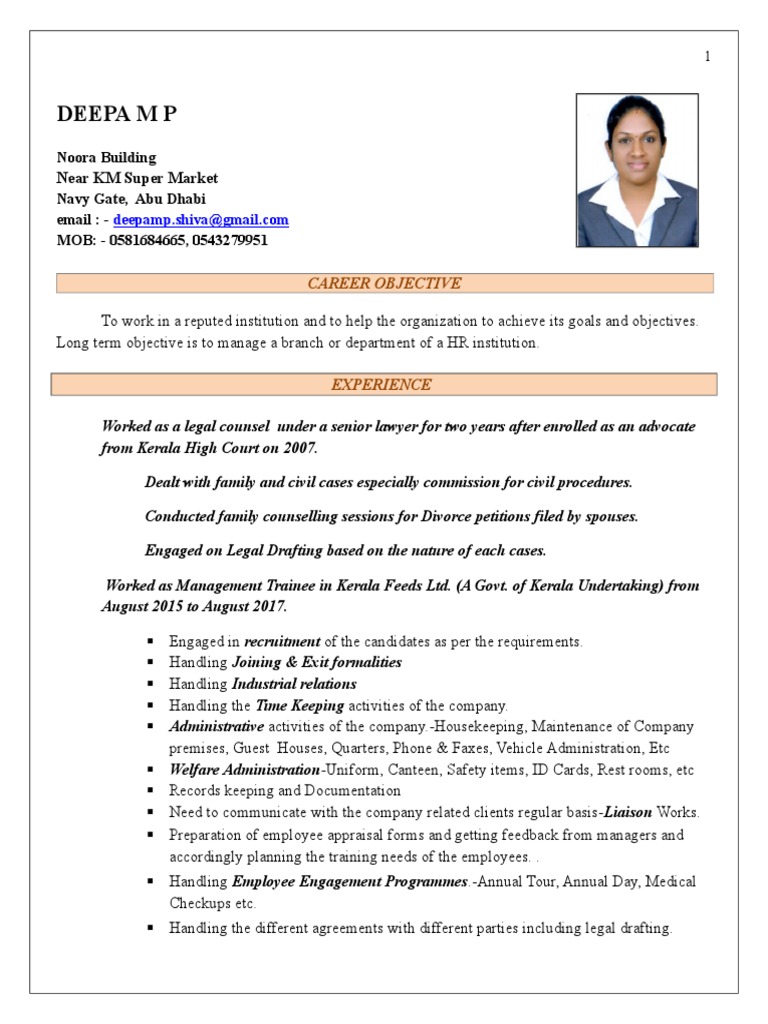 Deepa CV | PDF | Advocate | Human Resources
