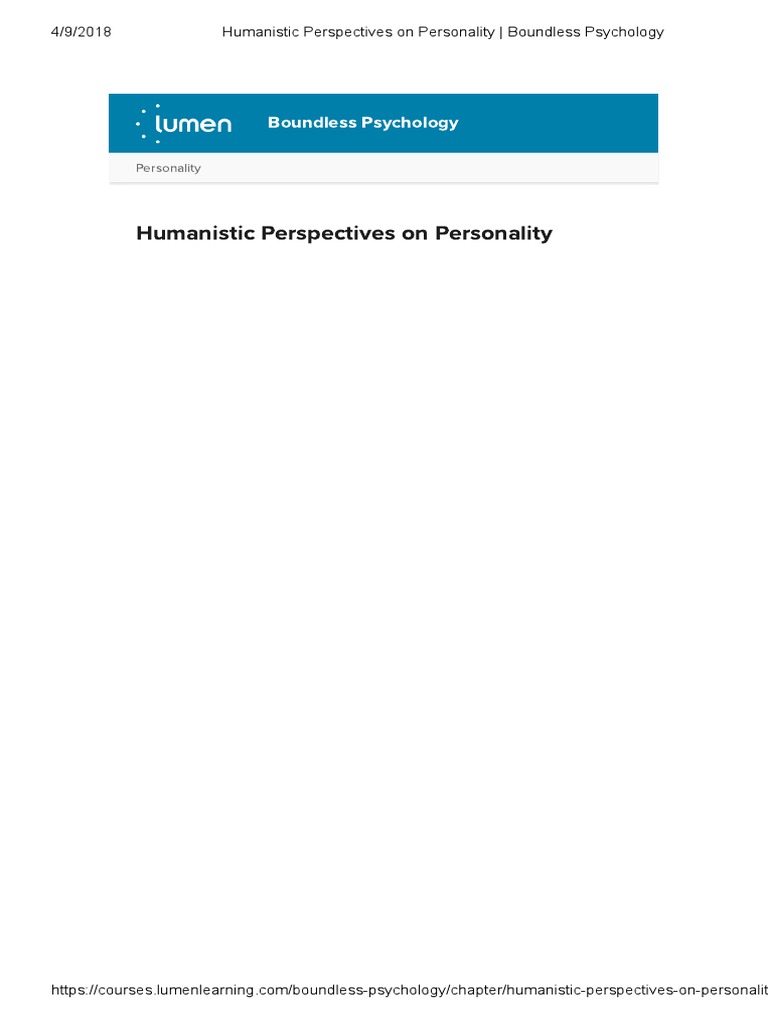 Humanistic Perspectives On Personality - Boundless Psychology | PDF ...