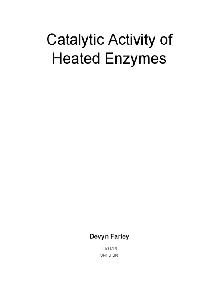 Enzyme Temperature Lab Report | PDF | Catalase | Substrate (Chemistry)