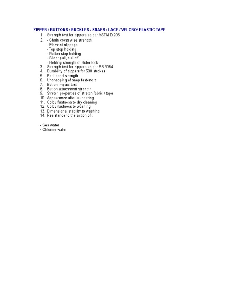 Zipper / Buttons / Buckles / Snaps / Lace / Velcro/ Elastic Tape | PDF