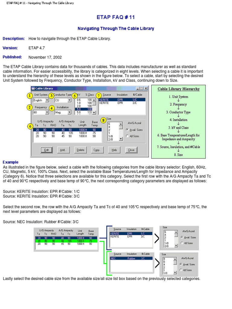 Etap Faq # 11: Navigating Through The Cable Library | PDF