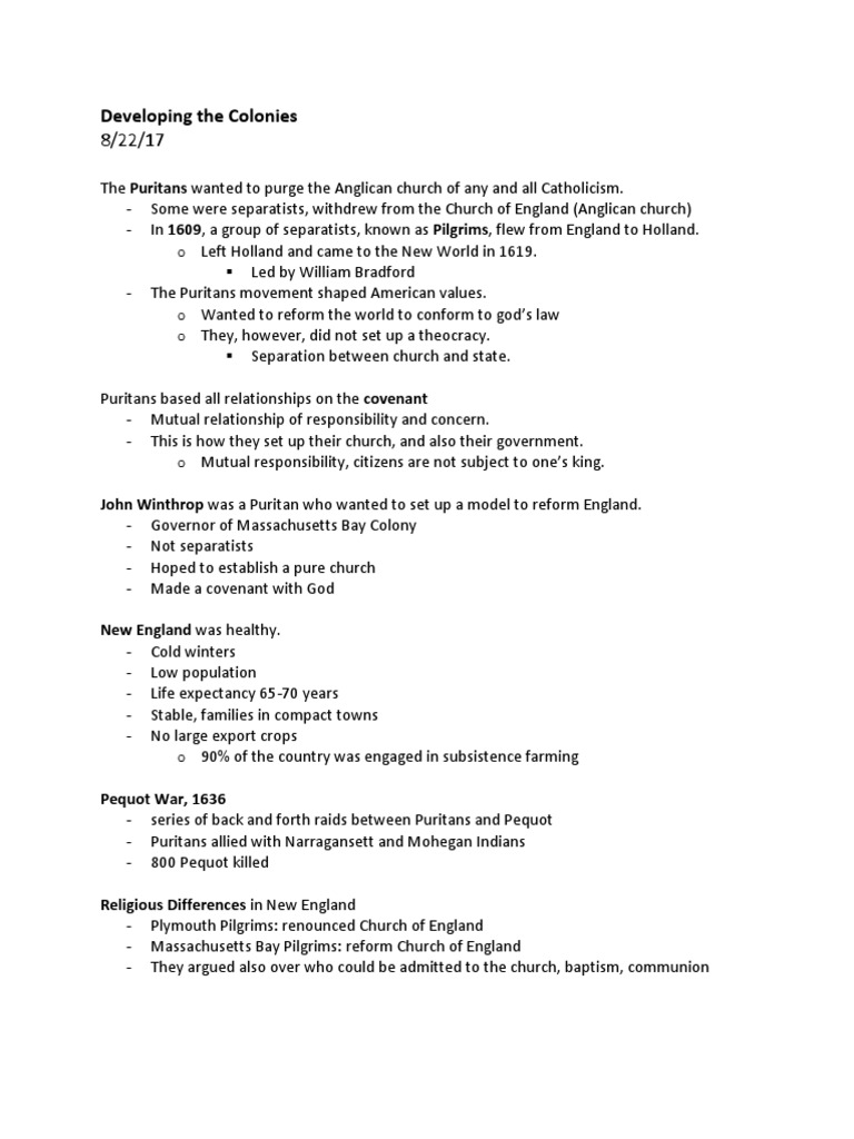 8:22 - Puritans and New England | PDF | Puritans | Massachusetts Bay Colony